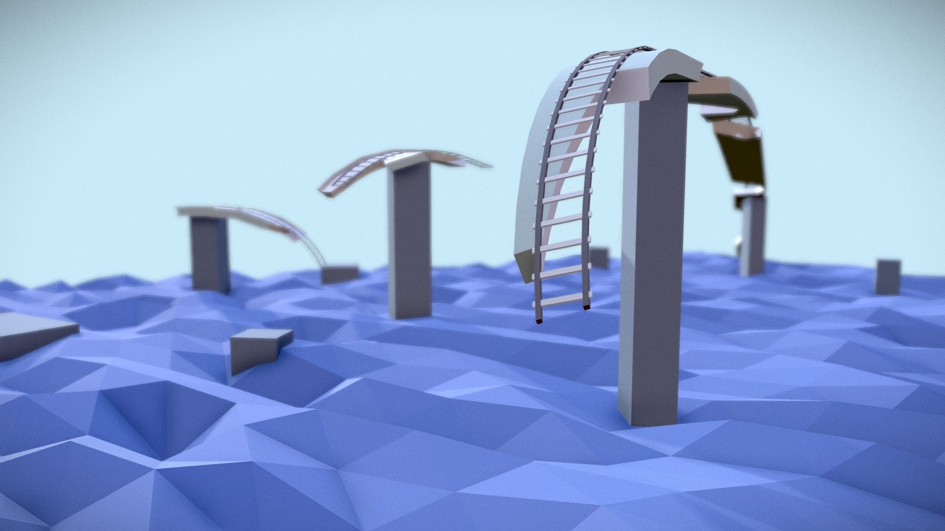 Destroyed Bridges with Railway Tracks - Download Free 3D model by Ivan ...