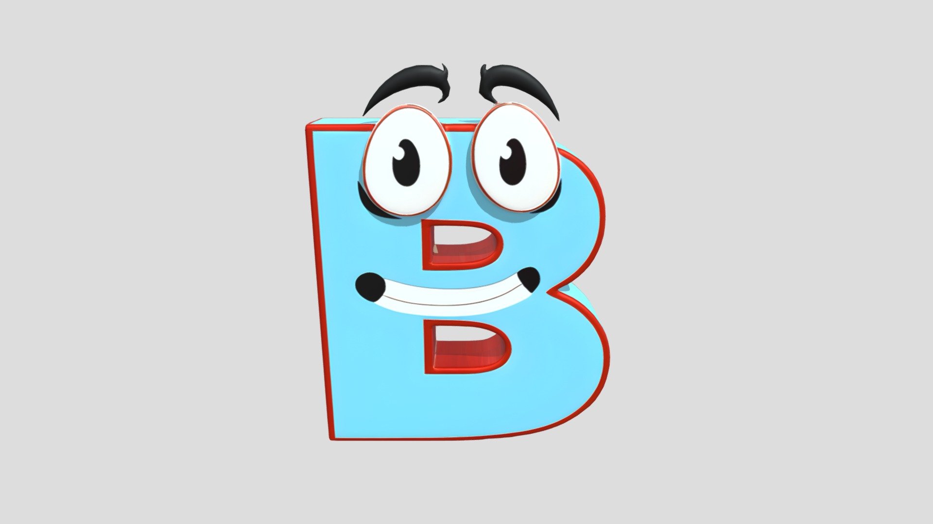 Cartoon B letter with face - 3D model by nikehigh [c8a7176] - Sketchfab