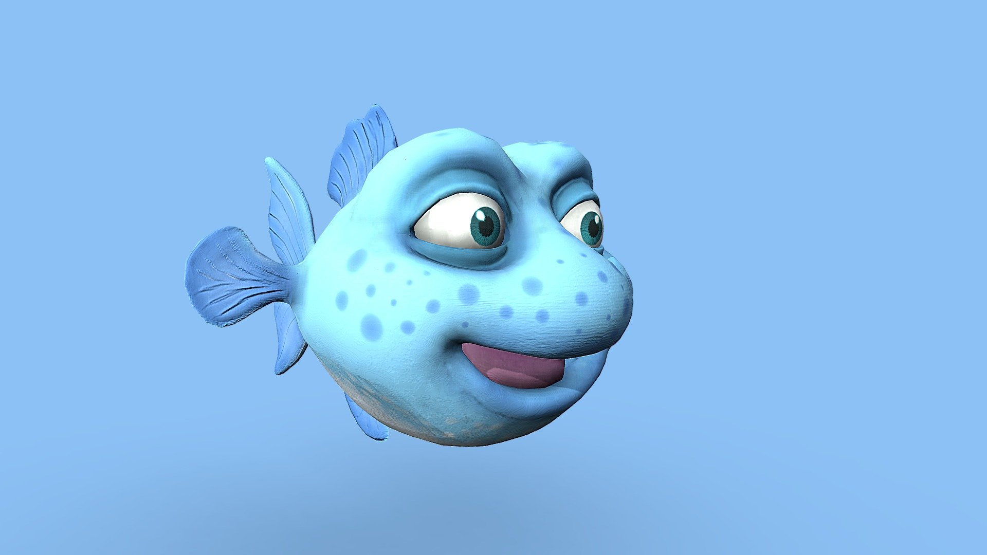 Blue cartoon fish - Buy Royalty Free 3D model by 3DAnvil [c8b49a4 ...