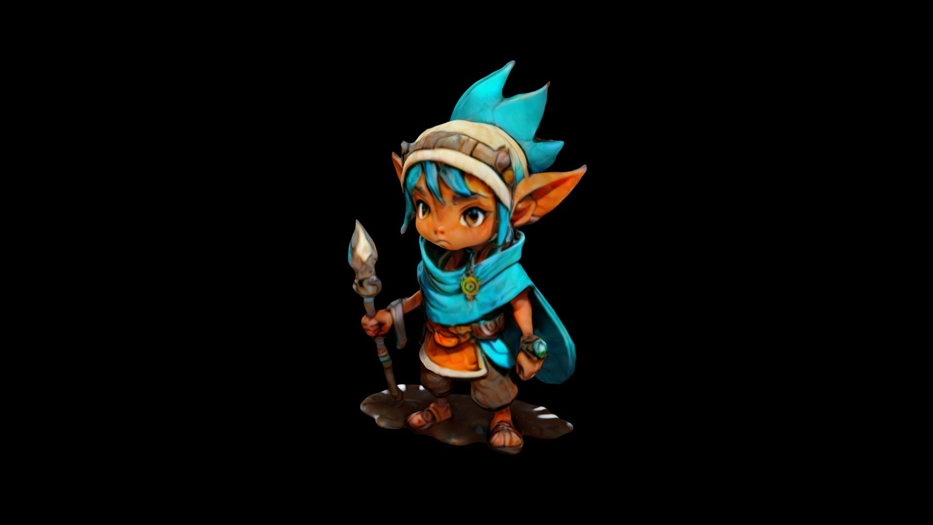 a blue haired character dressed in blue robes an - Download Free 3D ...