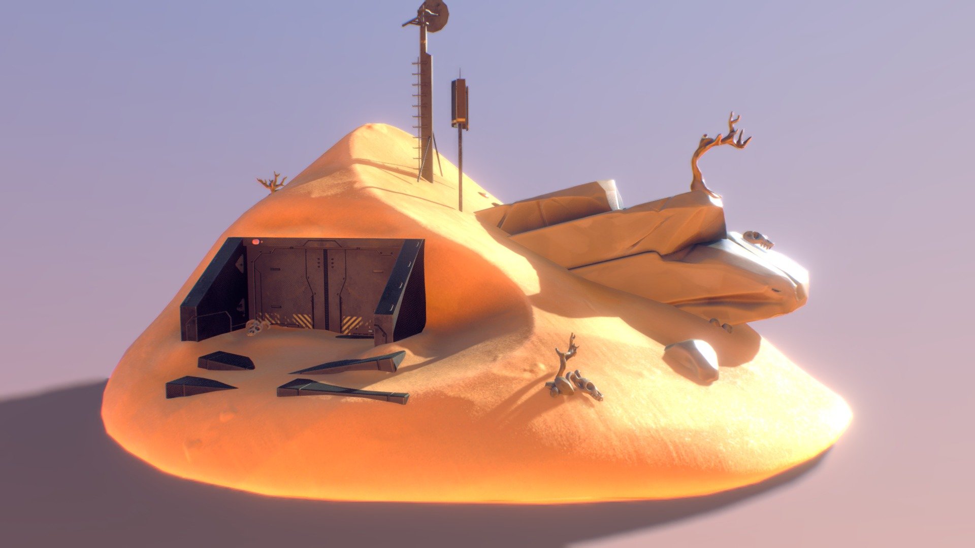 Mecha 2222 - Hidden Desert Bunker (Dawn) - 3D model by Baptiste Lonqueu ...