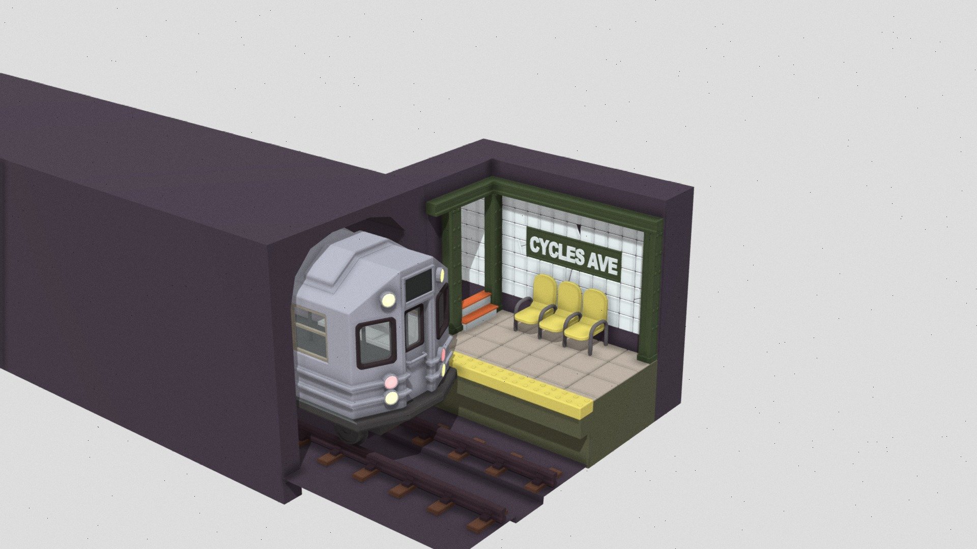 Subway Station with Train - Download Free 3D model by bohdan ...
