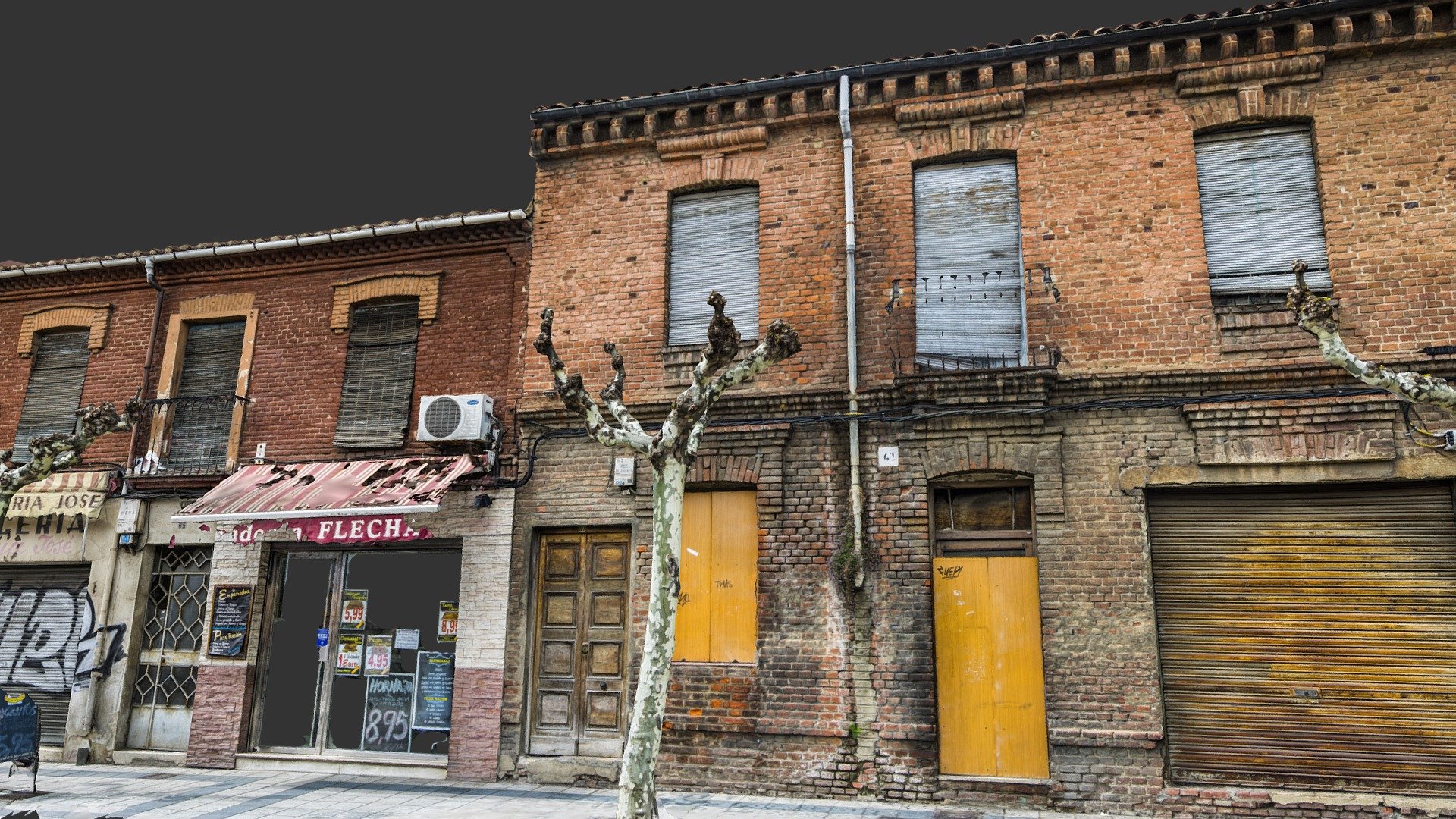 Old brick building and grocery store - Buy Royalty Free 3D model by ...
