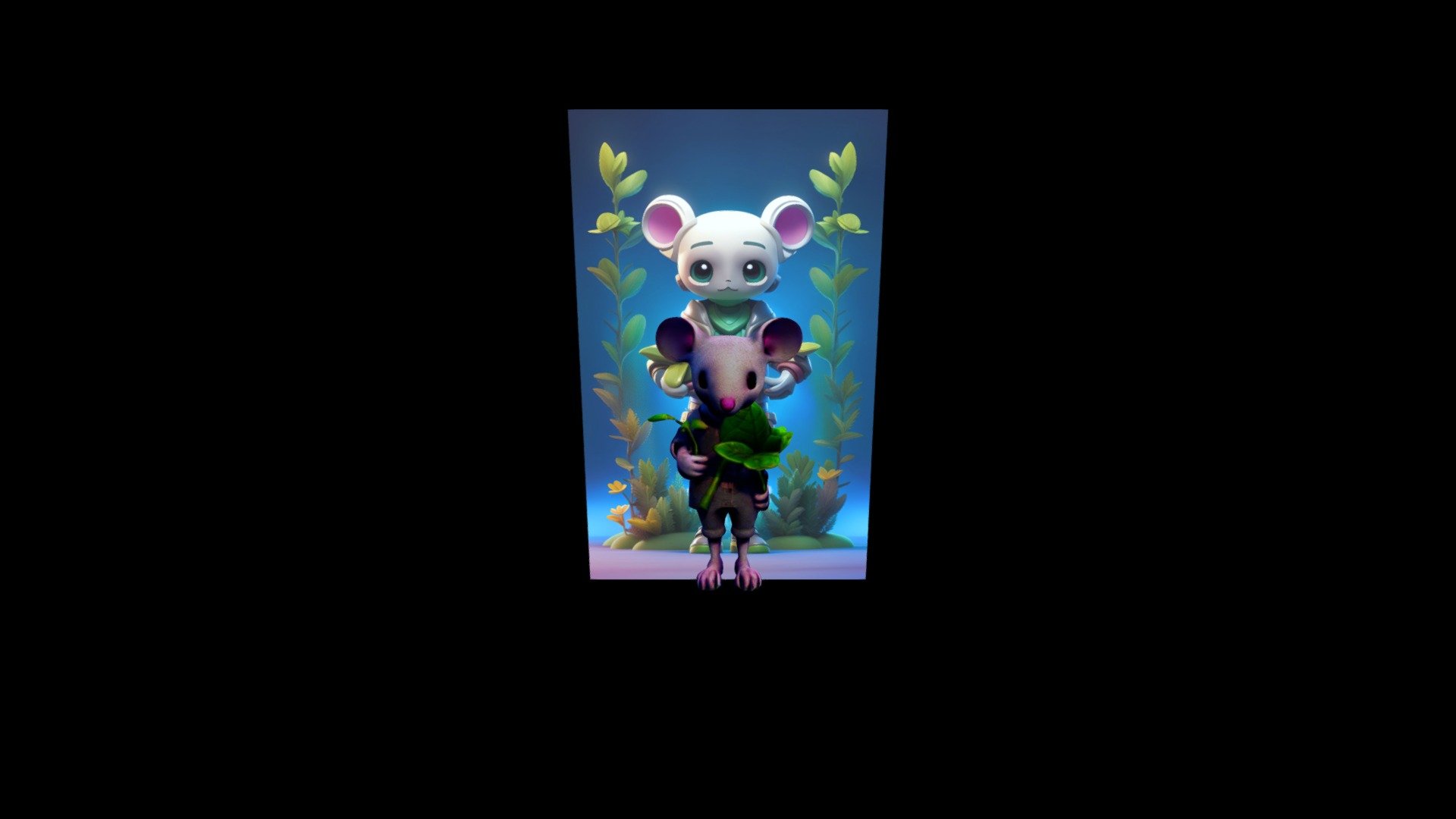 cartoon mouse character with a green leaf in his - Download Free 3D ...