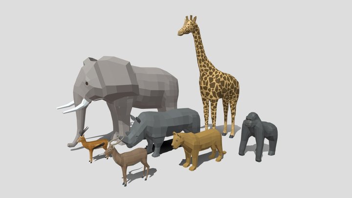 Low-poly-animal-pack 3D models - Sketchfab