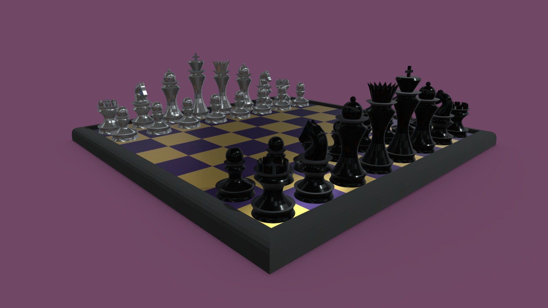 Purple And Gold Chess Board - 3D model by Maggatron (@MaggaModels ...