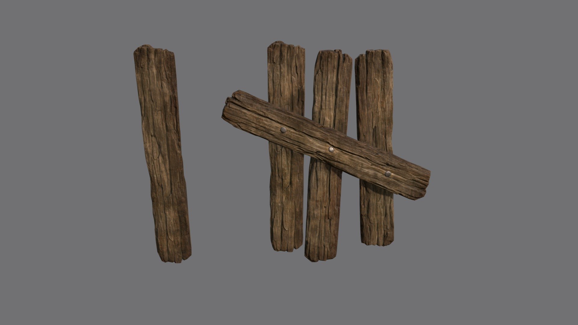 old wooden plank fance - 3D model by lhjini [c9235ba] - Sketchfab