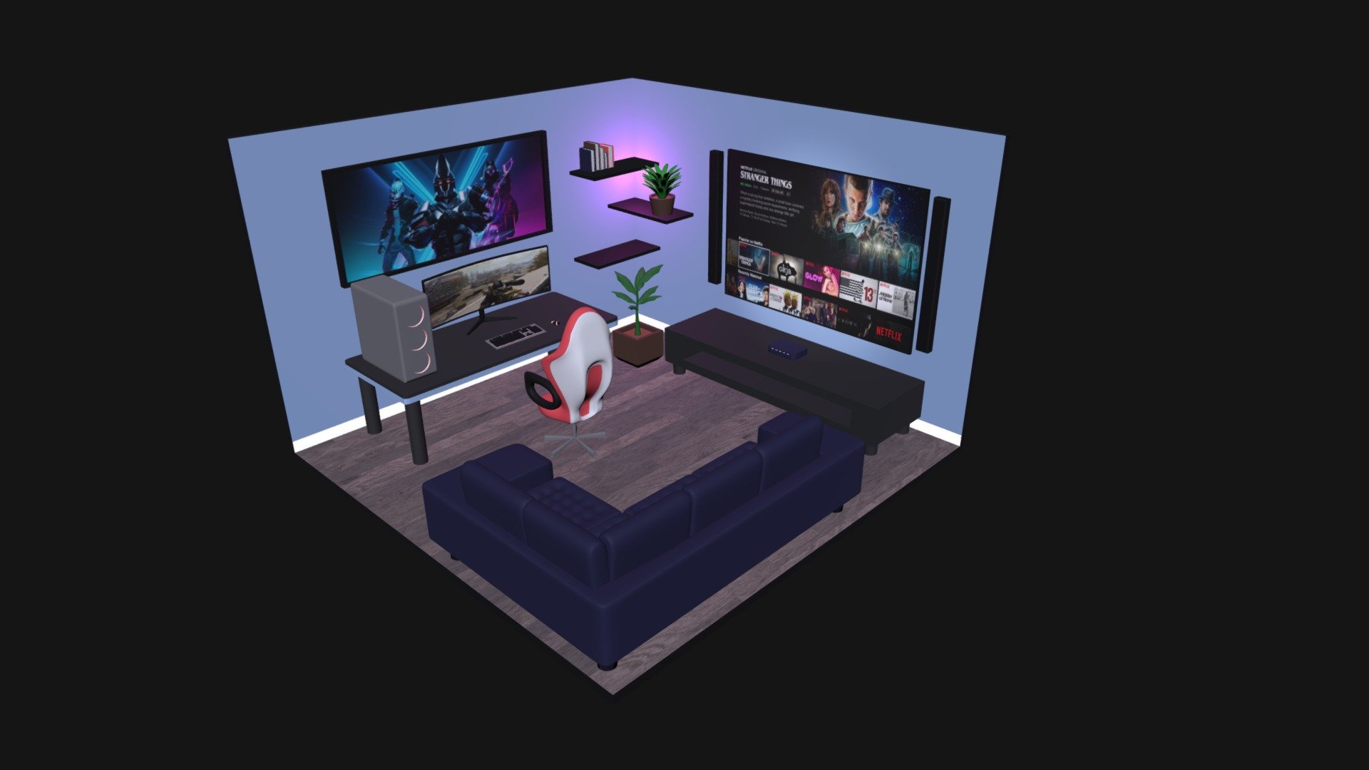 Gaming Room - 3D - 3D model by Ahmet Kaykı (@ahmkyk) [c92dd53] - Sketchfab