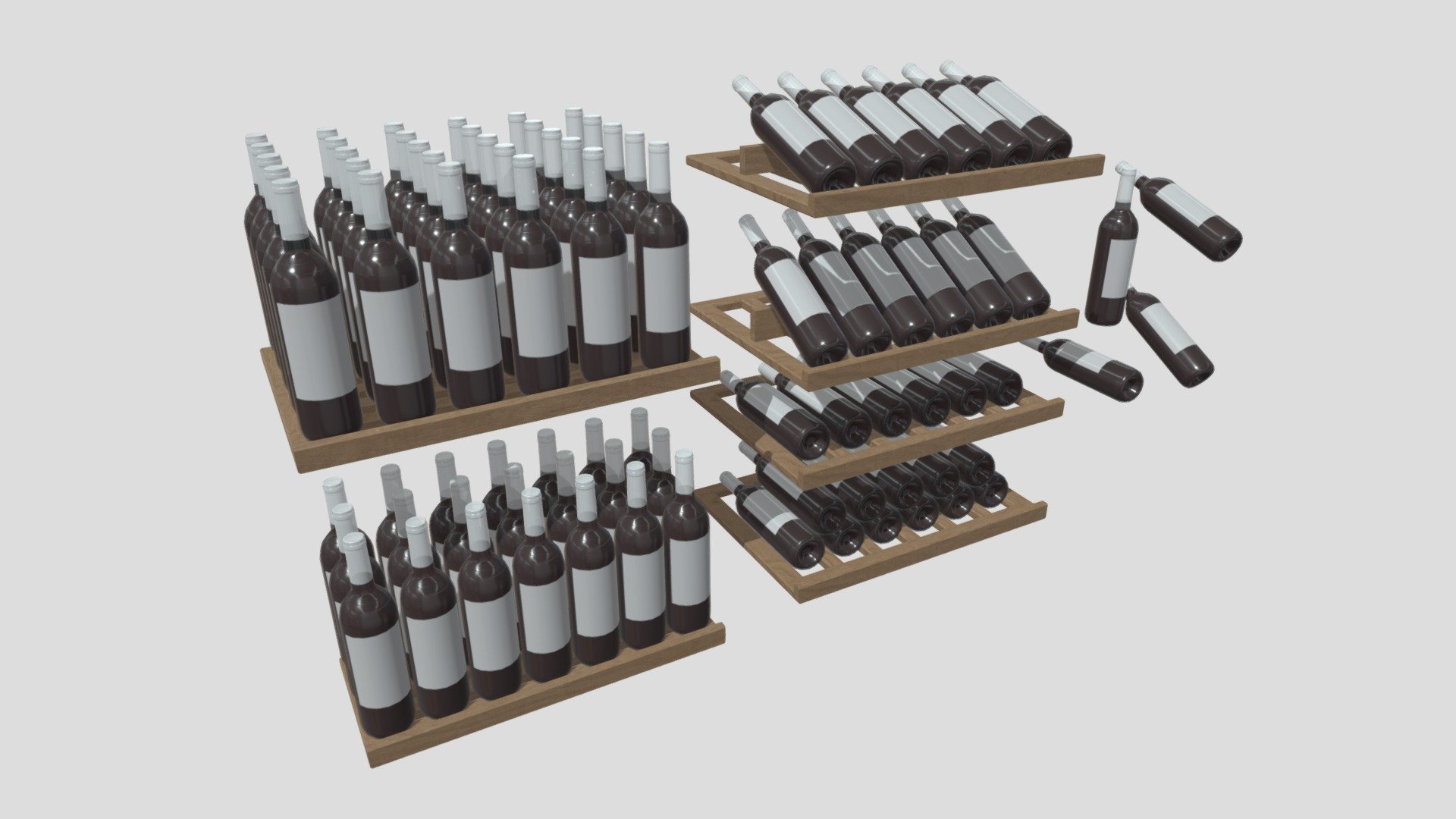 Bottles and shelves - Download Free 3D model by Rustam T (@rust6989 ...