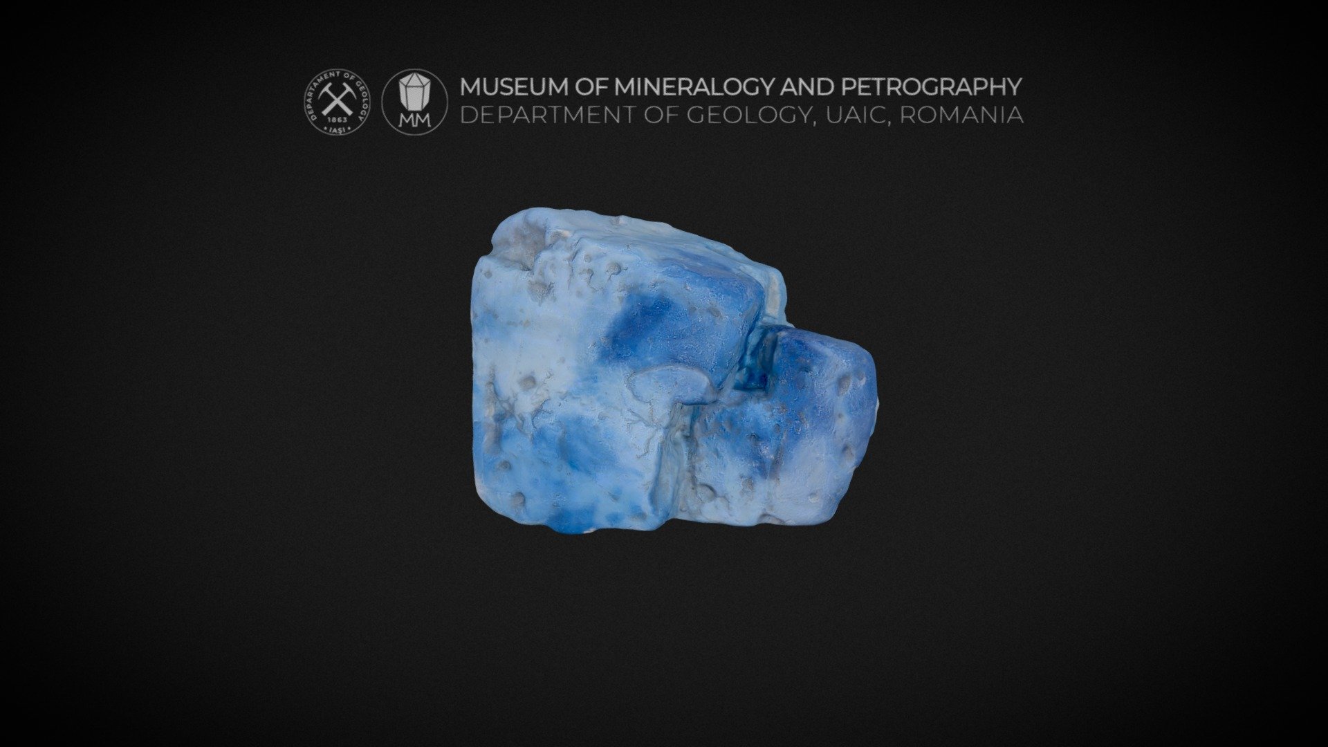 Natural blue Halite crystal with sharp phantoms - 3D model by Museum of ...