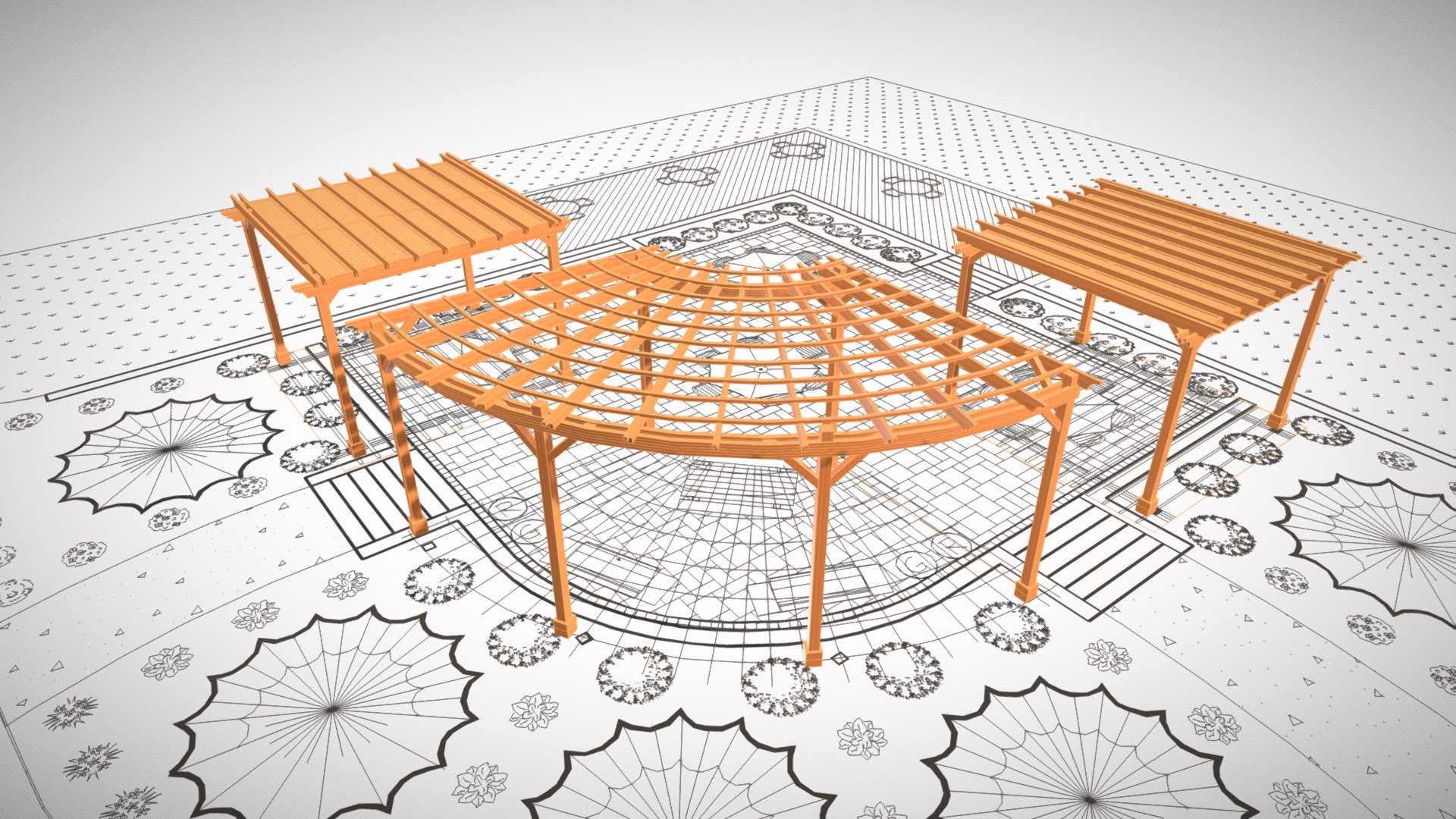 Community Space 2 Pergolas - 3D model by Forever Redwood [c951cb3 ...
