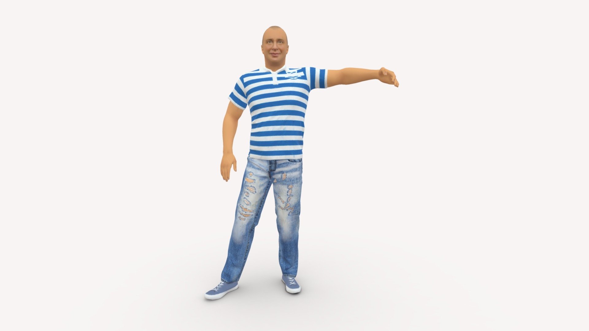 Skinhead man in stripped polo 0949 - Buy Royalty Free 3D model by ...