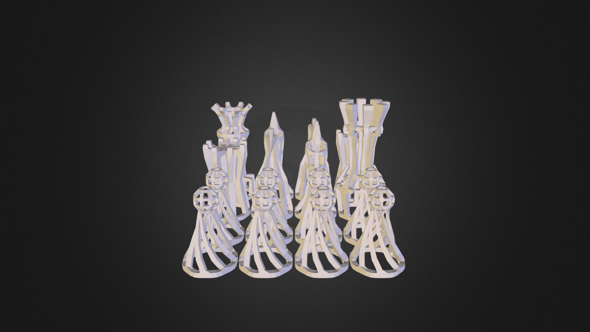 Wireframe Chess Set (fixed stl file) - 3D model by 3dindustries ...