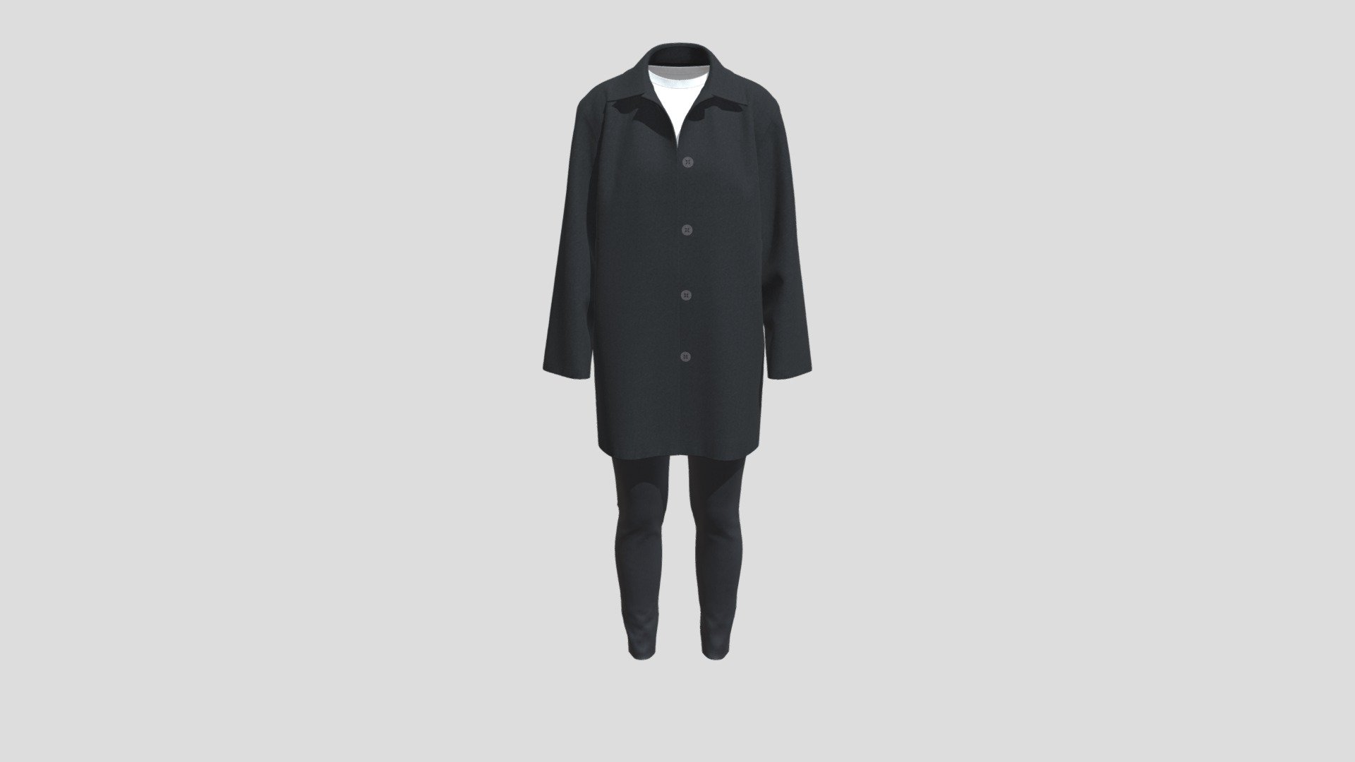 Women Classic Coat Unbuttoned Outfit - Buy Royalty Free 3D model by ...