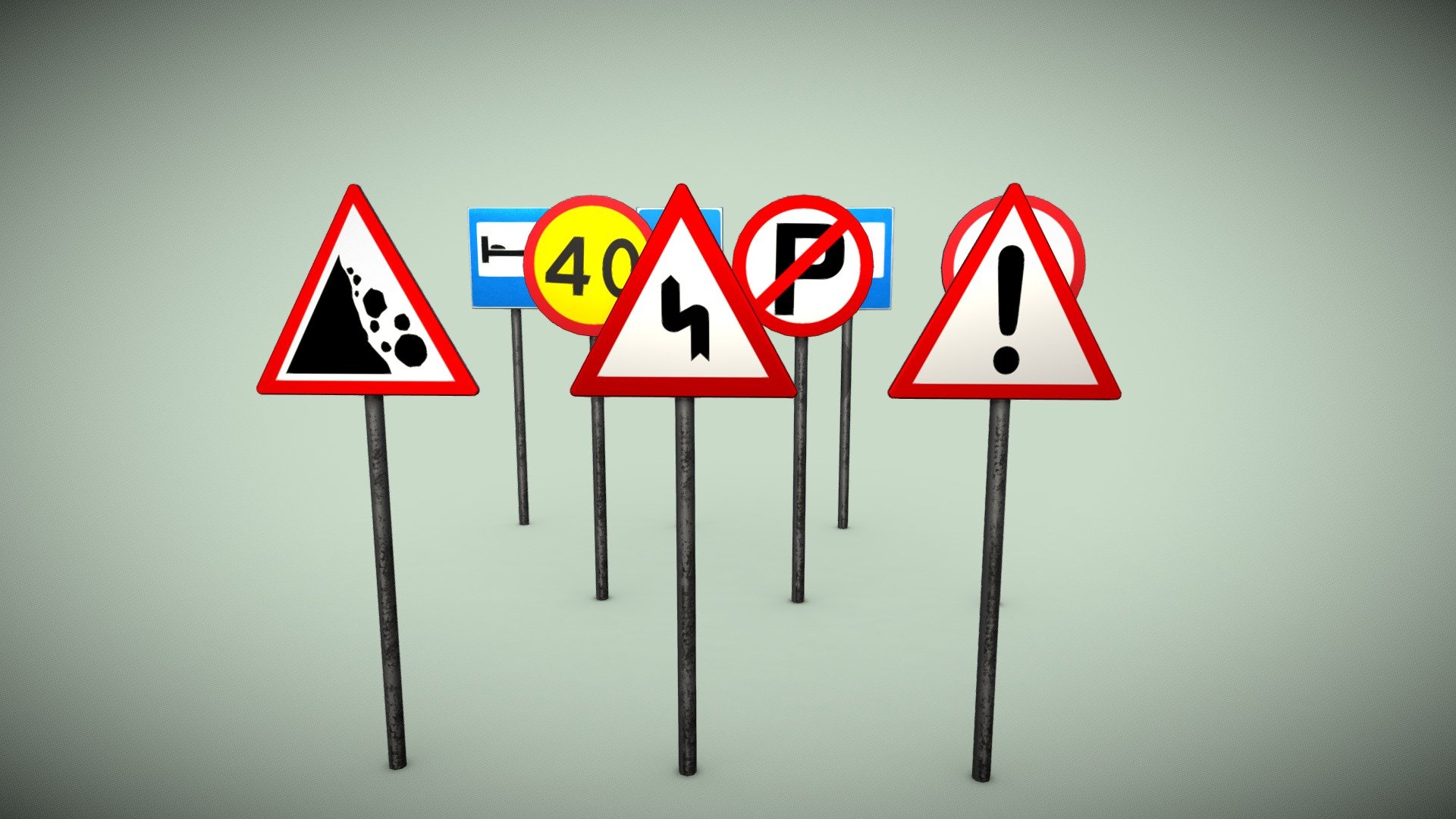 Road signs PBR low-poly game ready Low-poly 3D m - Buy Royalty Free 3D ...