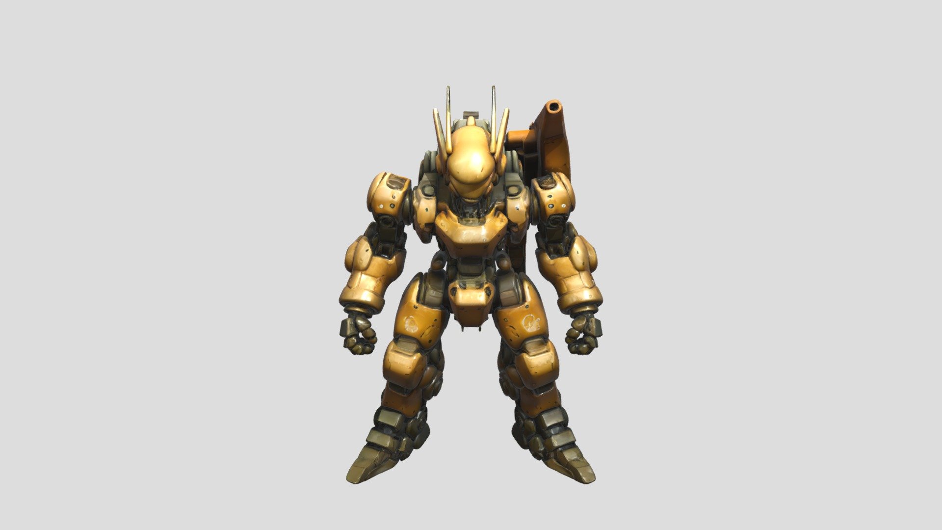 Yellow armored mech robot - 3D model by farizbinaziz [c993f18] - Sketchfab