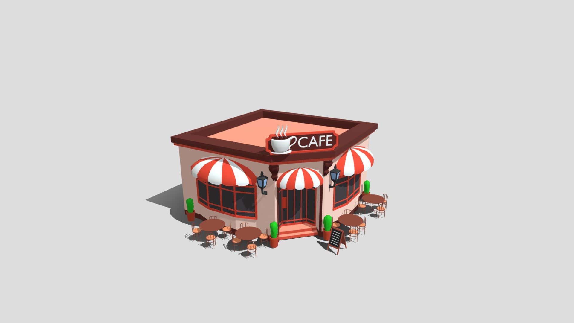 Low poly cafe - Download Free 3D model by assetfactory [c9ab7a6 ...