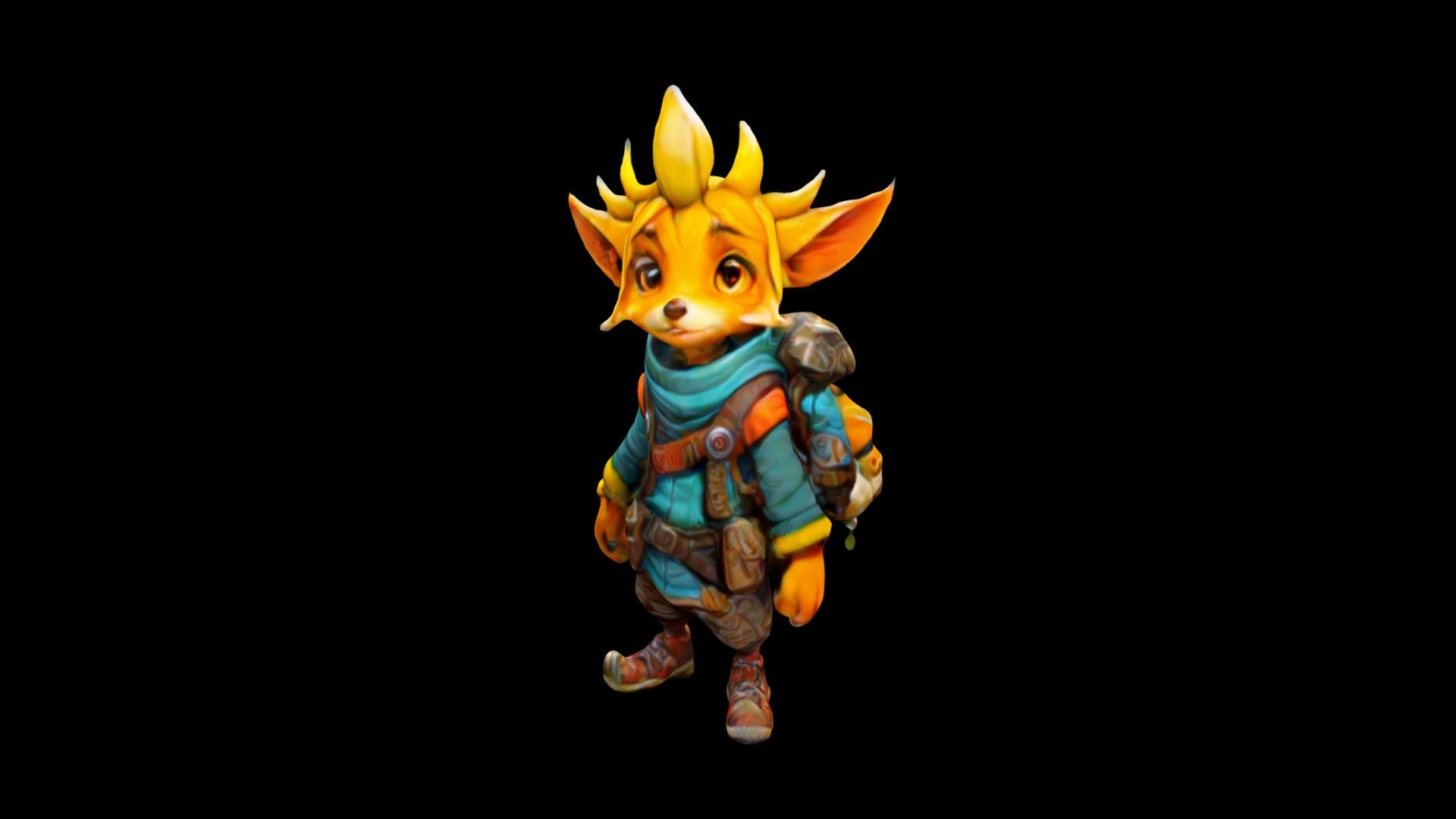 a fox dressed as a hiker the fox is wearing a bl - Download Free 3D ...