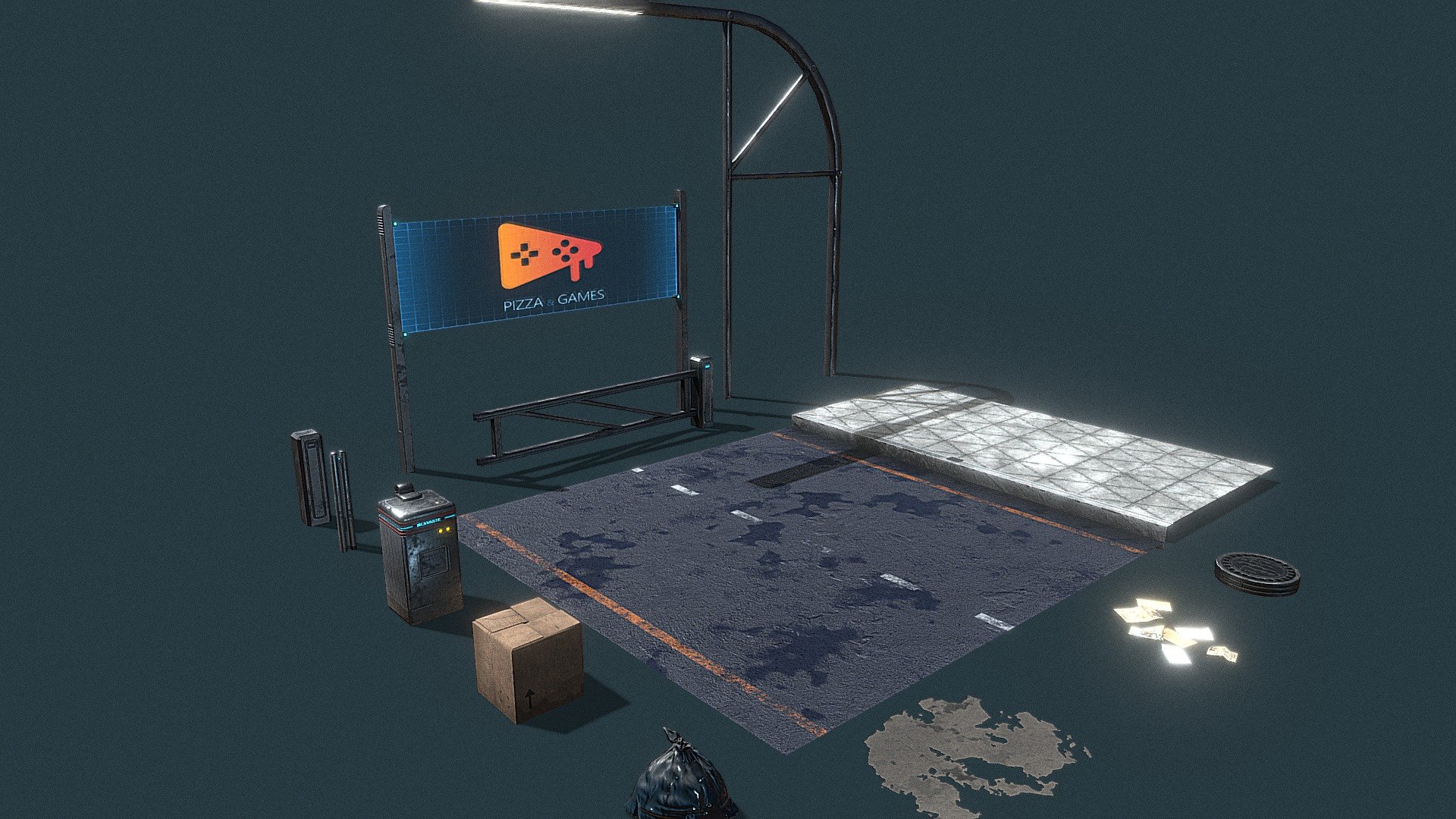 Street retro future props - Asset Pack - Buy Royalty Free 3D model by ...