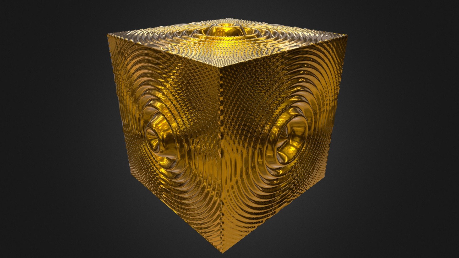 Gold doppler ripple cube - 3D model by wpswps [c9da229] - Sketchfab