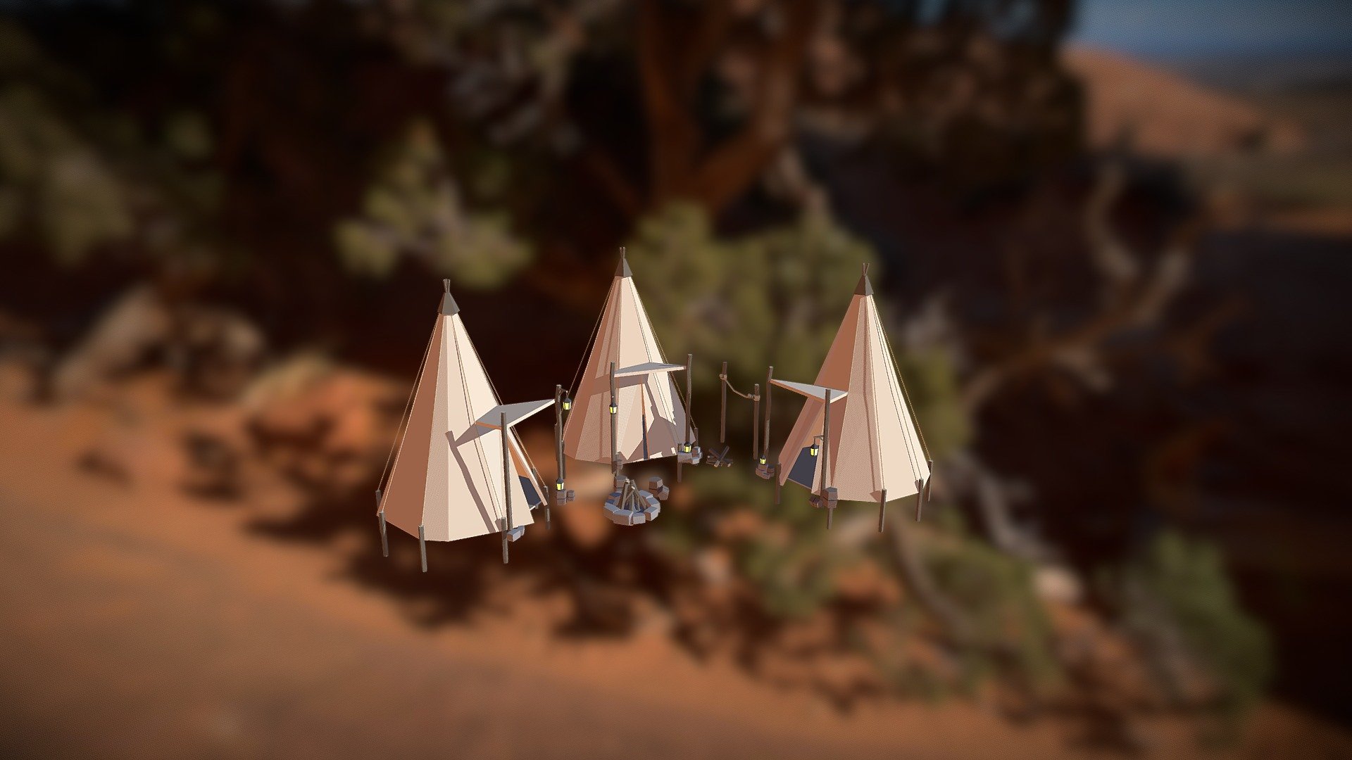 Free Low Poly Western Campsite - Download Free 3D model by arlosgrass ...