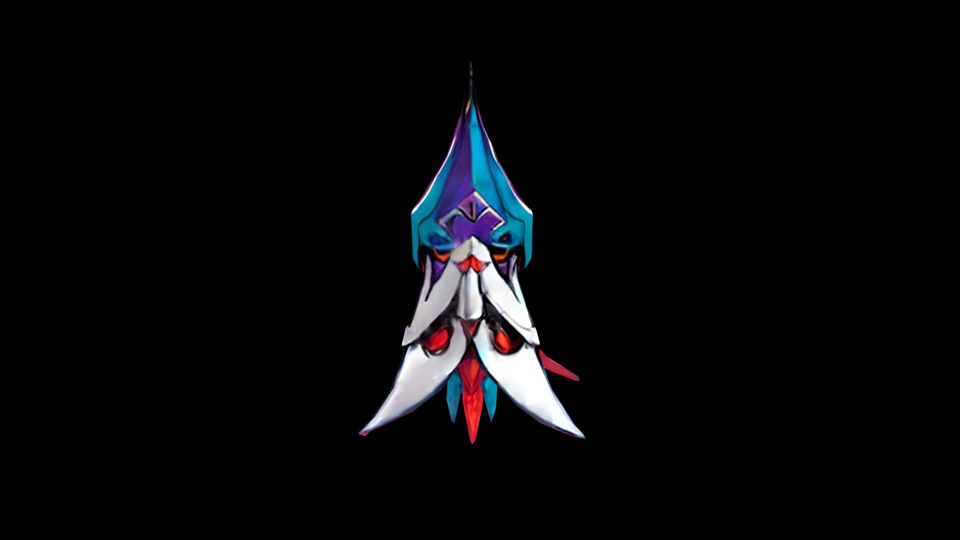 A blue and orange masked creature with a pointed - Download Free 3D ...