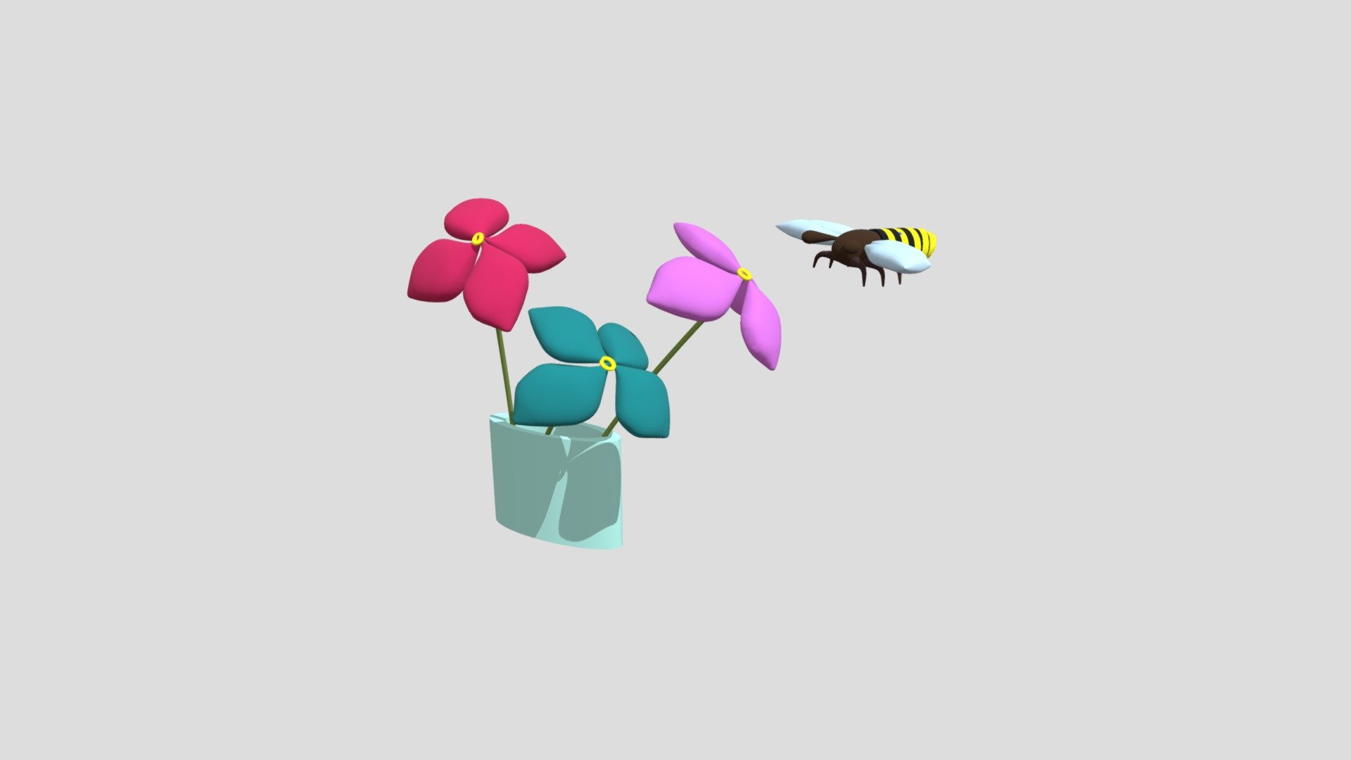Bee and flower cartoon for Metaverse spatial - 3D model by evaruth ...