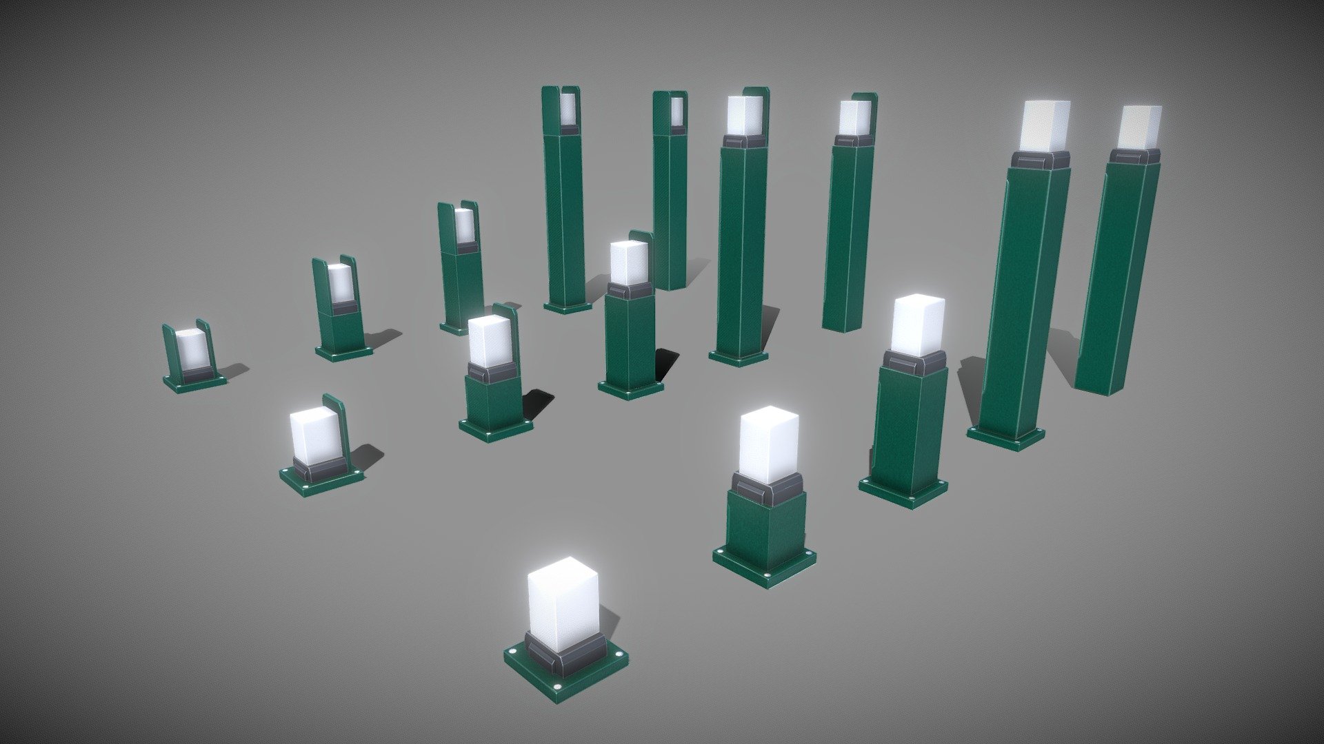 Street Light (8) Bollard Moss Green Version - Buy Royalty Free 3D model ...