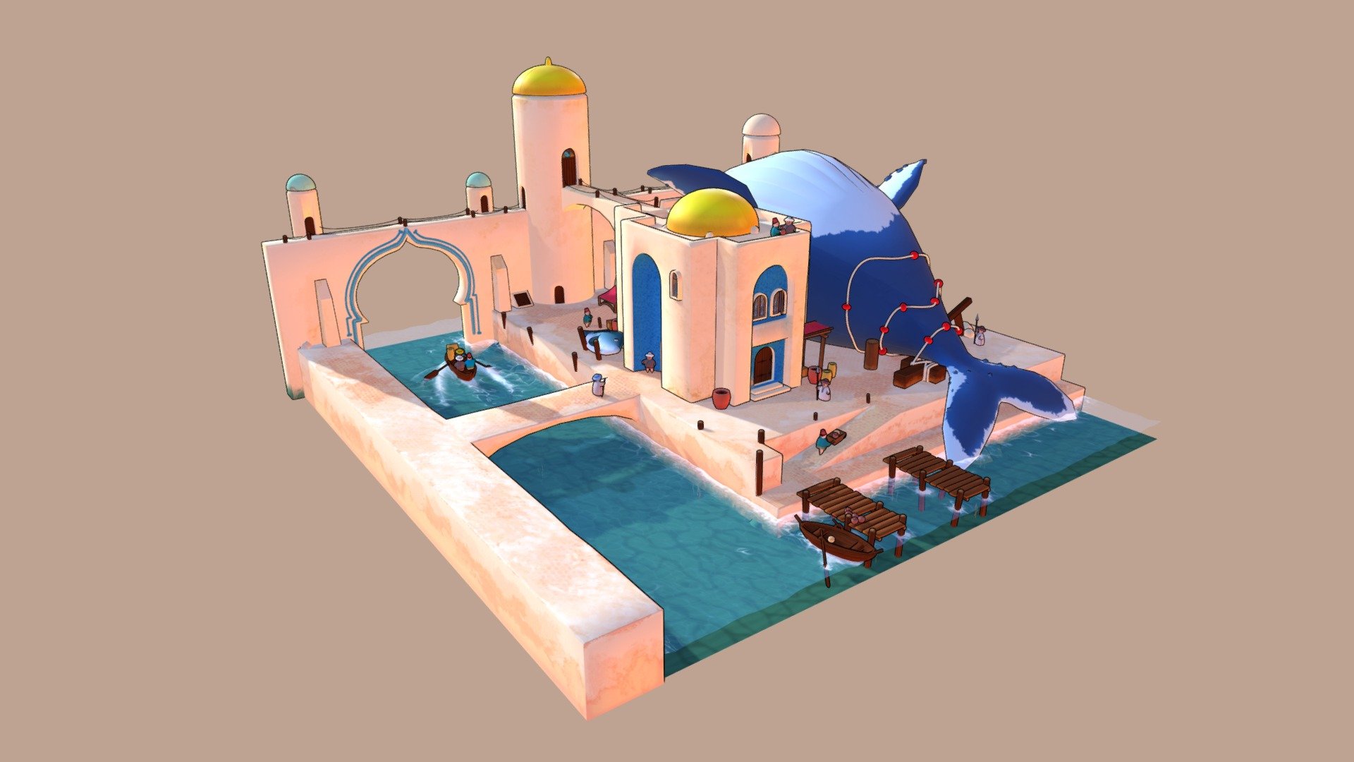 Oriental fishing port - Download Free 3D model by Taupevolante [ca27b57 ...