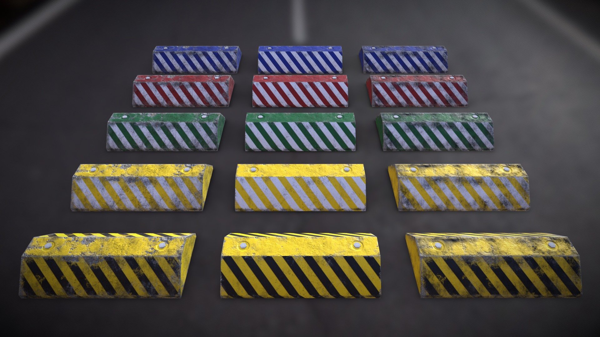 Concrete Traffic Lane Separator - 4K PBR - Pack - Buy Royalty Free 3D ...