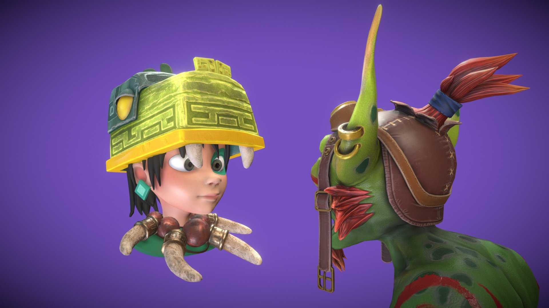 Character Busts - Goblin & Aztec boy - 3D model by JuegoStudio [ca2e06d ...