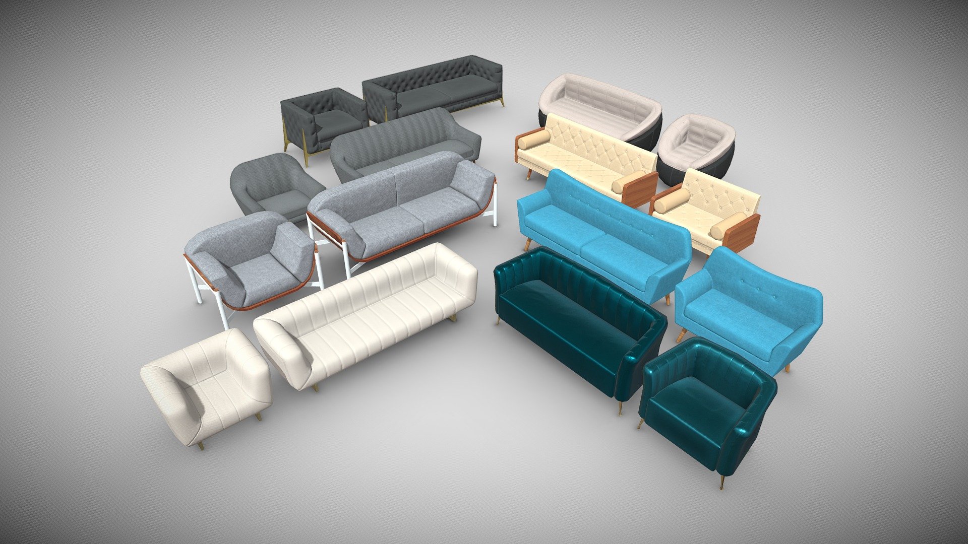 Sofa Collection Low Poly - 3D model by AdityaVishwakarma [ca4bae6 ...