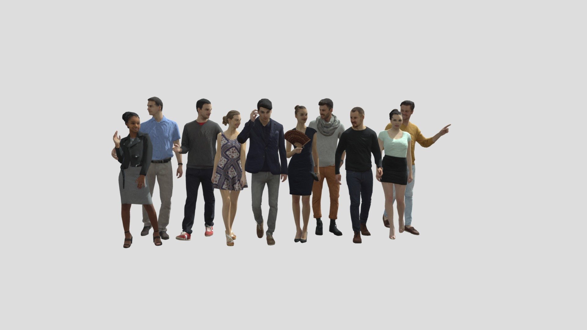 10x LOW POLY CASUAL ELEGANT PEOPLE VOL01 CROWD - Buy Royalty Free 3D ...