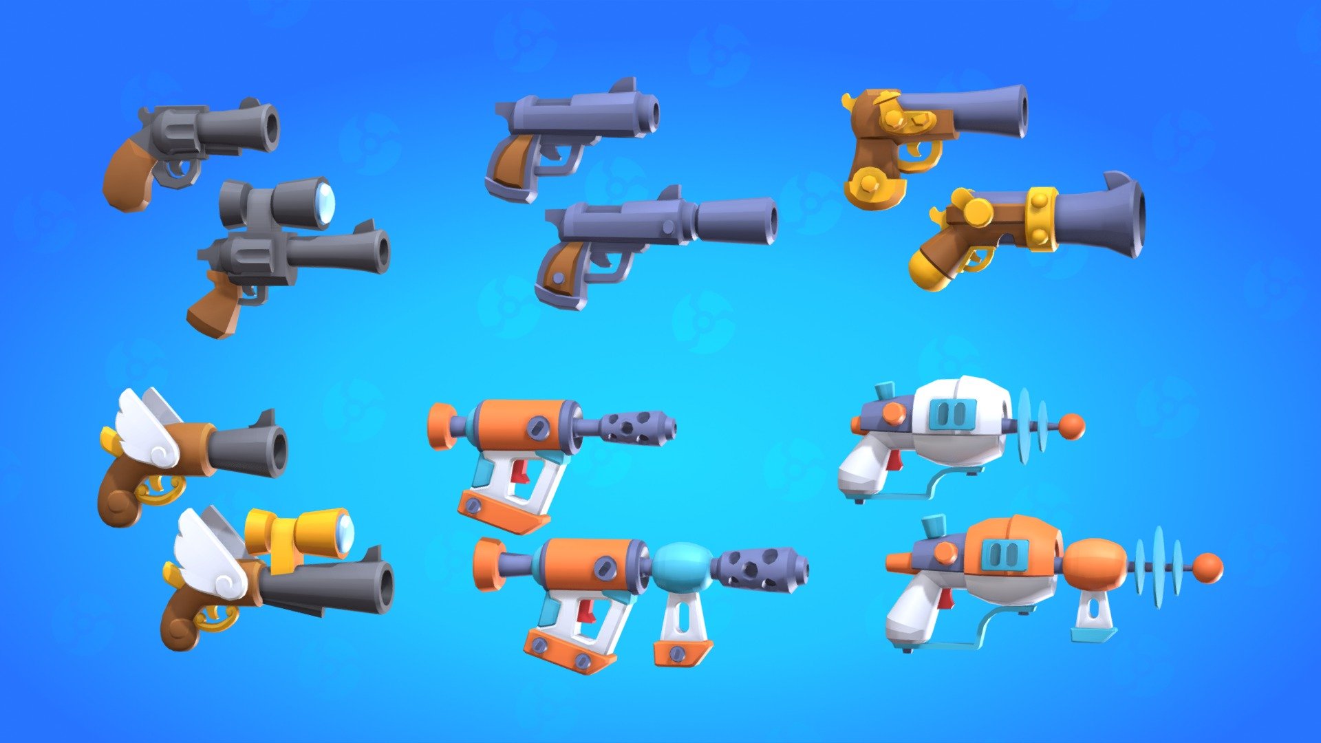 Stylized pistols guns lowpoly - Buy Royalty Free 3D model by haykel ...