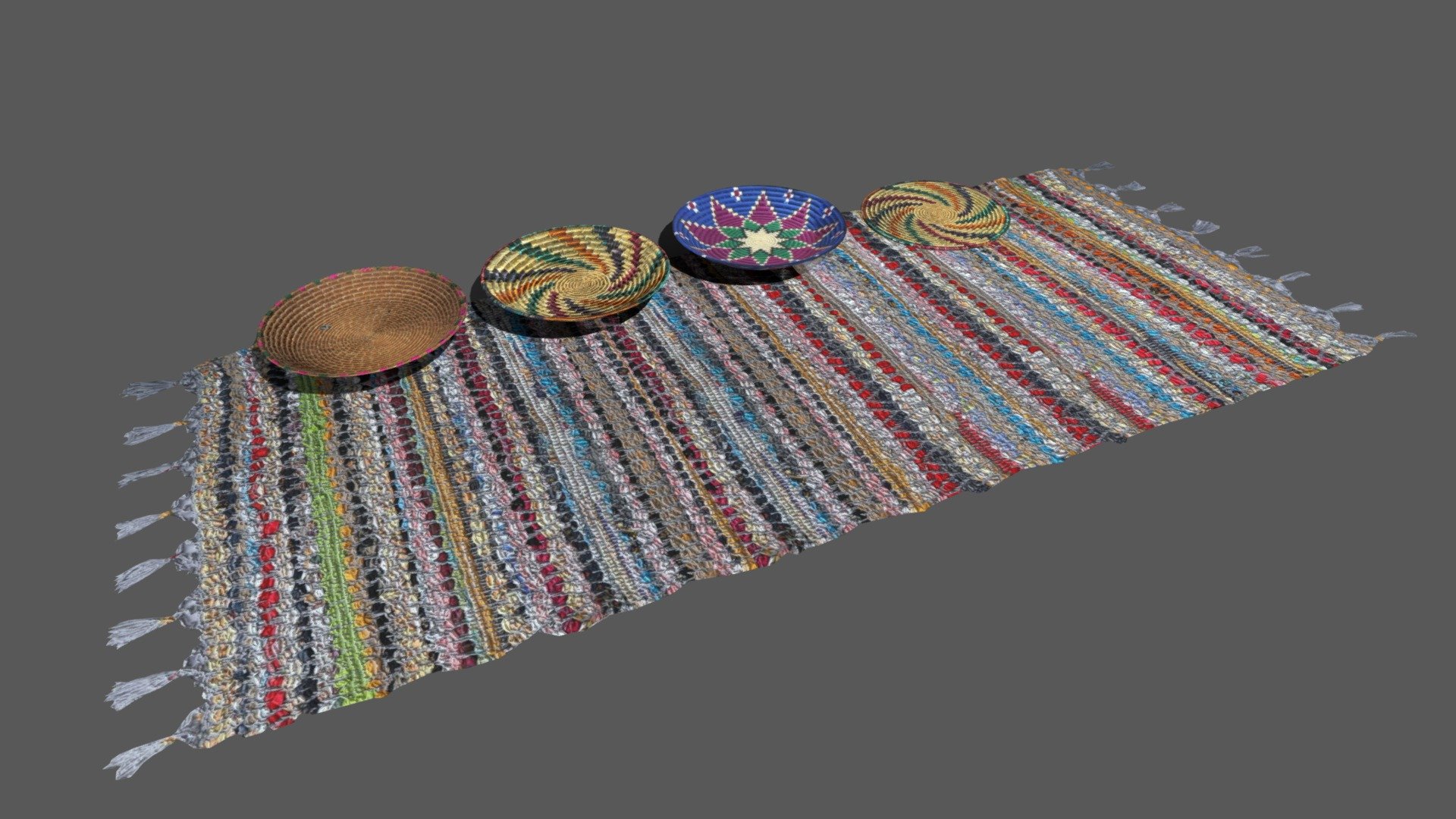 straw - Colored straw plate - Old carpet - Download Free 3D model by ...