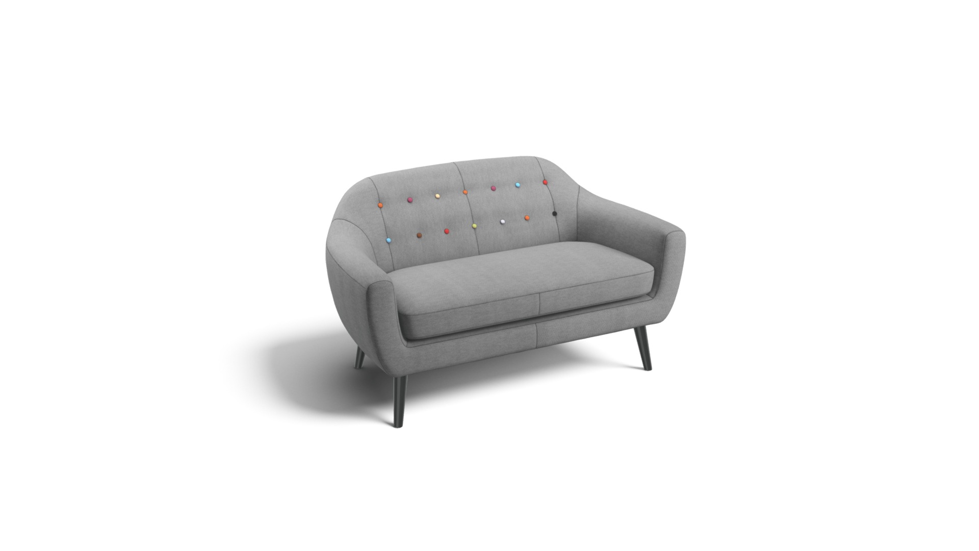 Ritchie 2 Seater Sofa, Grey with Rainbow Buttons - Download Free 3D ...