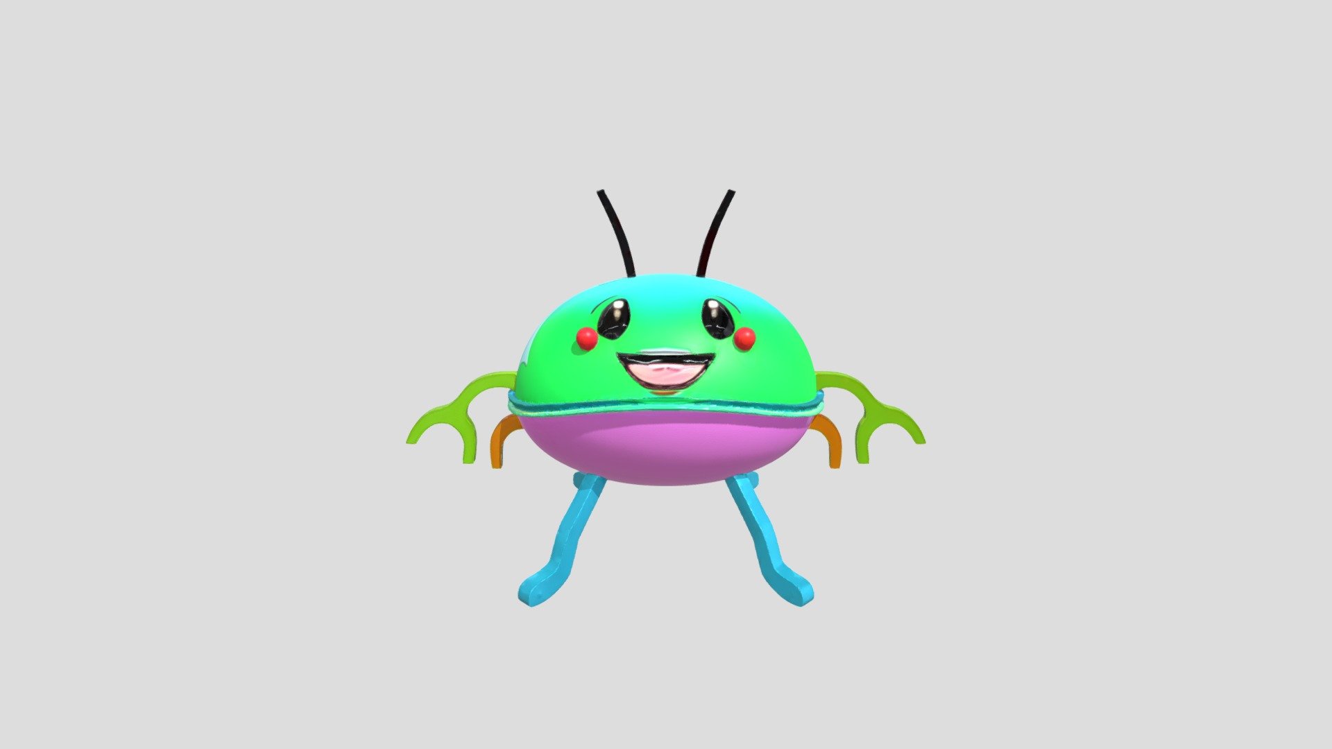 cartoon alien creature with antennae - 3D model by lammeripa [ca834ac ...