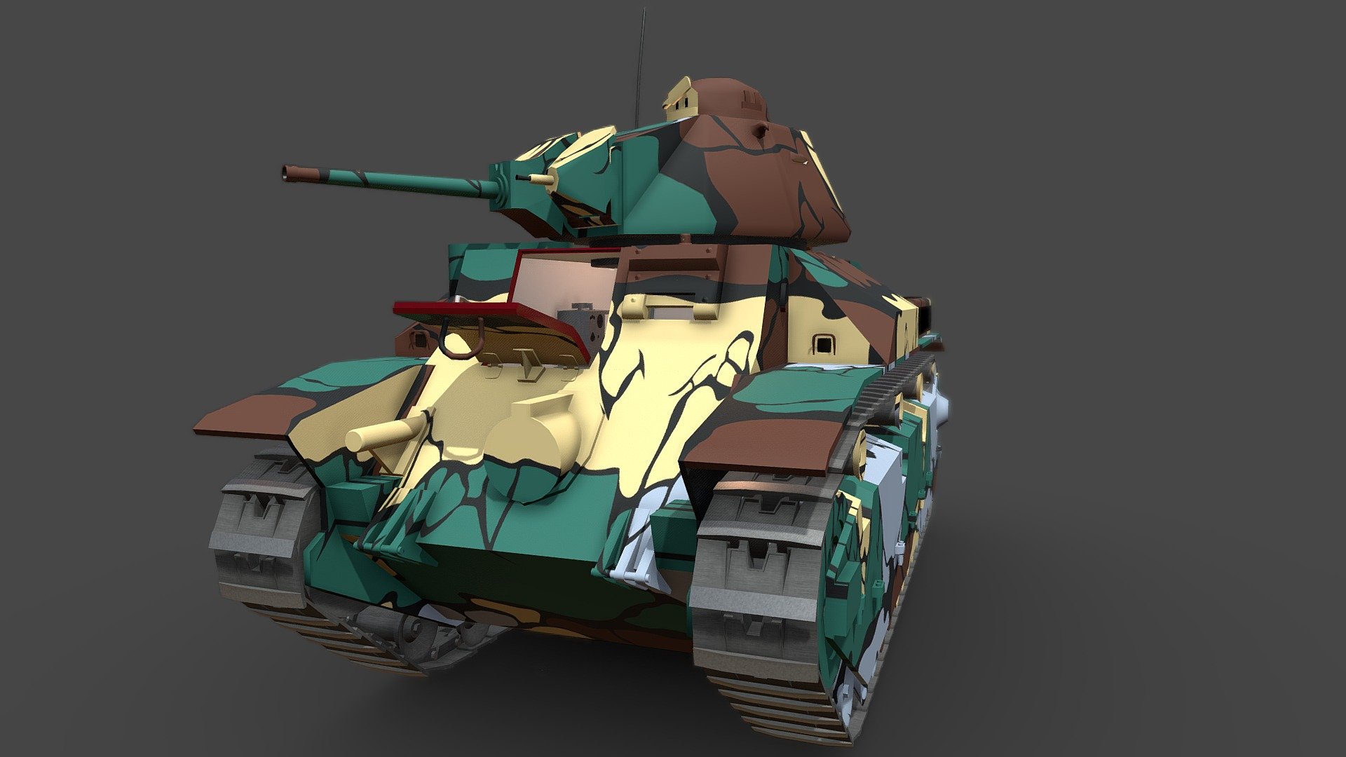 WW2 French army Renault D2 tank - 3D model by RedC130 [ca95415] - Sketchfab