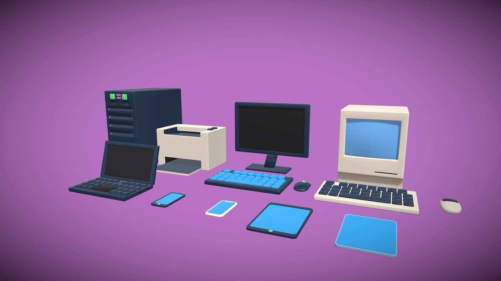 Computers Electronics Office Equipment Simple - 3D model by Vitamin ...