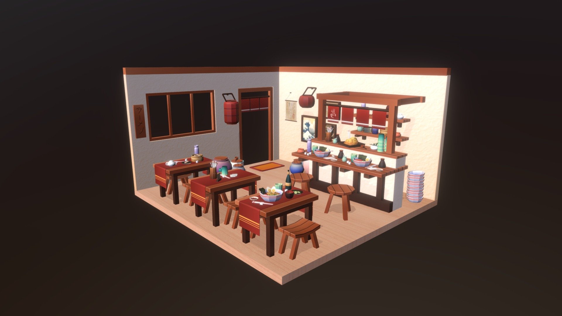 Low Poly Ramen Shop - Download Free 3D model by Myra (@lmbening ...