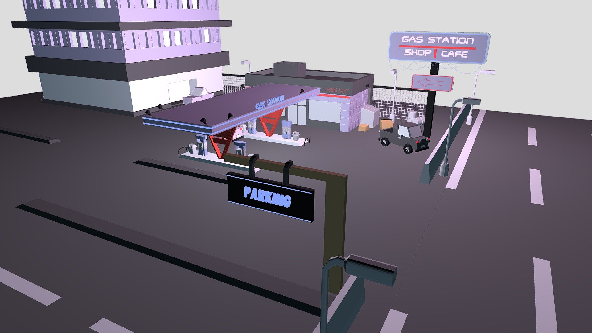 Gas Station low-poly - 3D model by dr_ads [caa1e7b] - Sketchfab