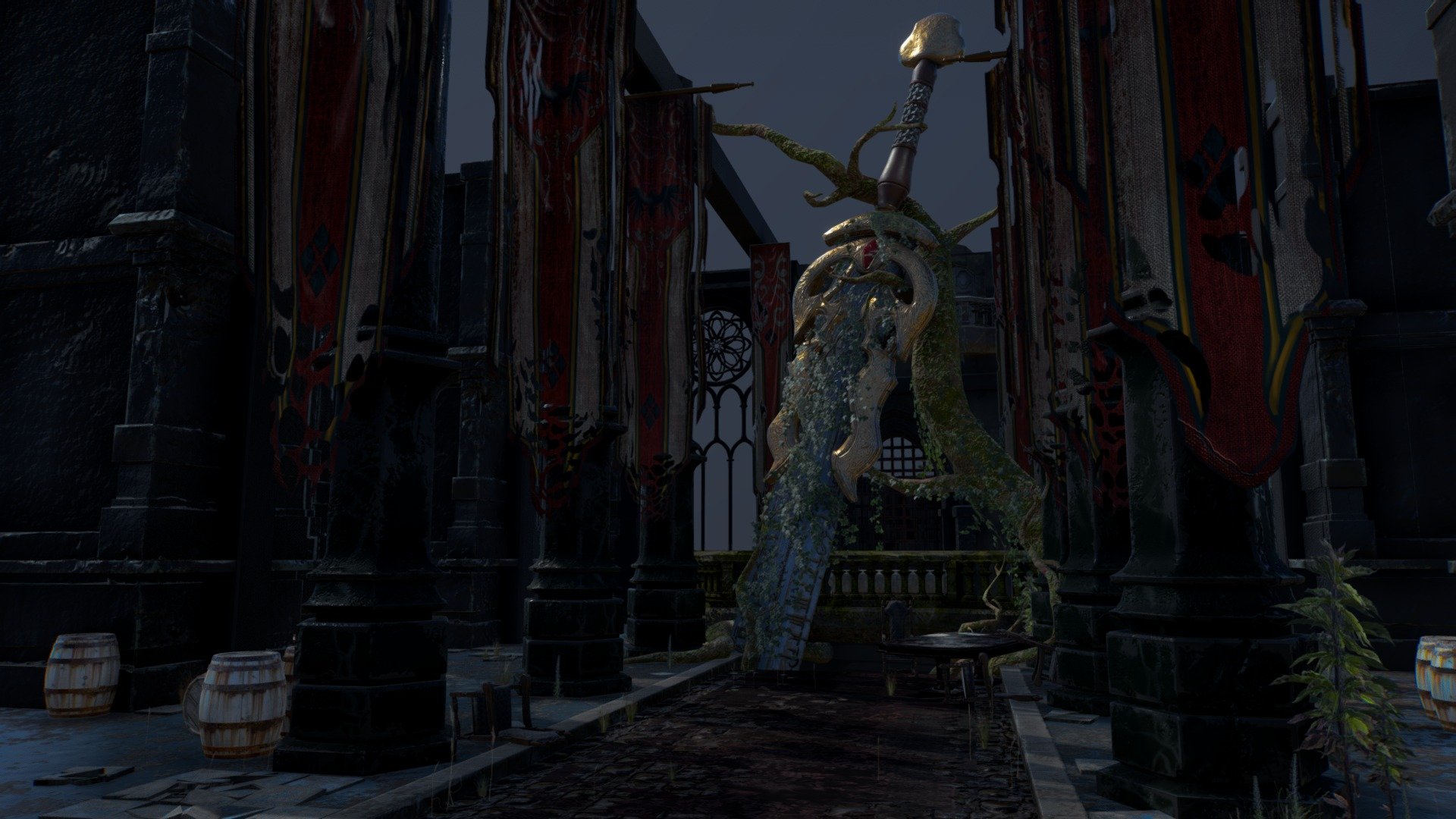 Overgrown Dark Cathedral - 3D model by petecowled [caa7503] - Sketchfab