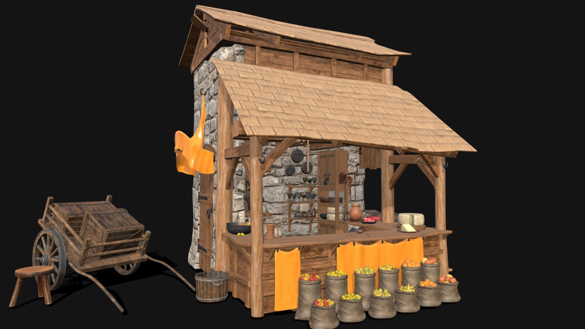 Medieval Goods Stall Market - Buy Royalty Free 3D model by Clockwork ...