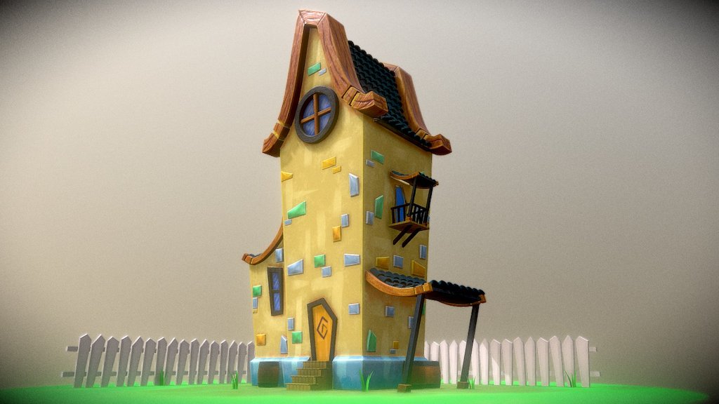 Cartoon House - 3D model by @3danmaru (@Danikov) [cad27da] - Sketchfab
