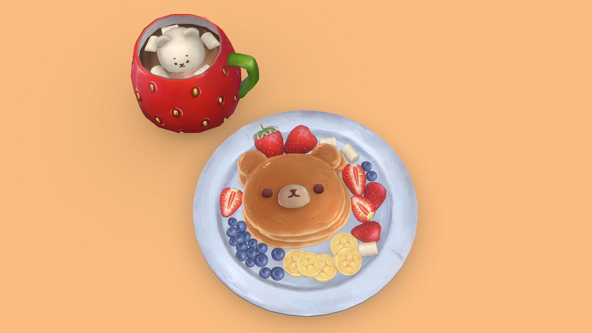 Rilakkuma Pancakes - 3D model by EdxNeku [cad9b7f] - Sketchfab