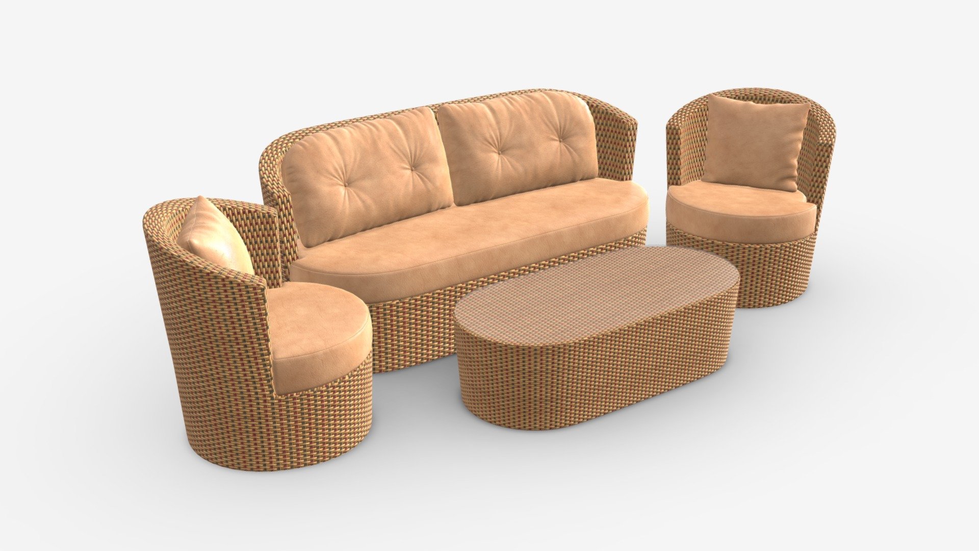 Rattan furniture set 01 - Buy Royalty Free 3D model by HQ3DMOD ...