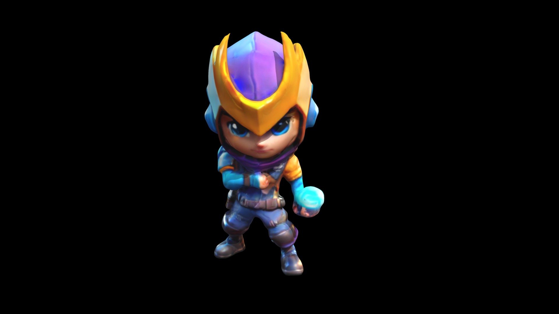 Anime style character wearing purple and gold he - Download Free 3D ...