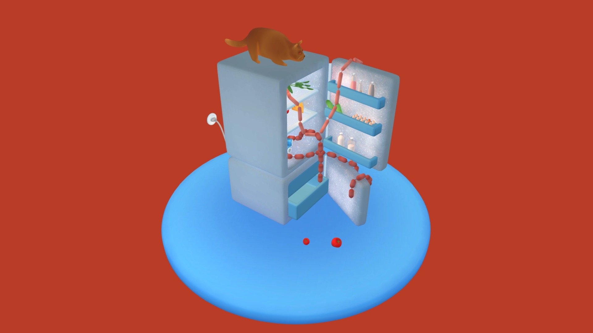 Fridge and Cat - 3D model by duaduaPeter [caf0ac9] - Sketchfab