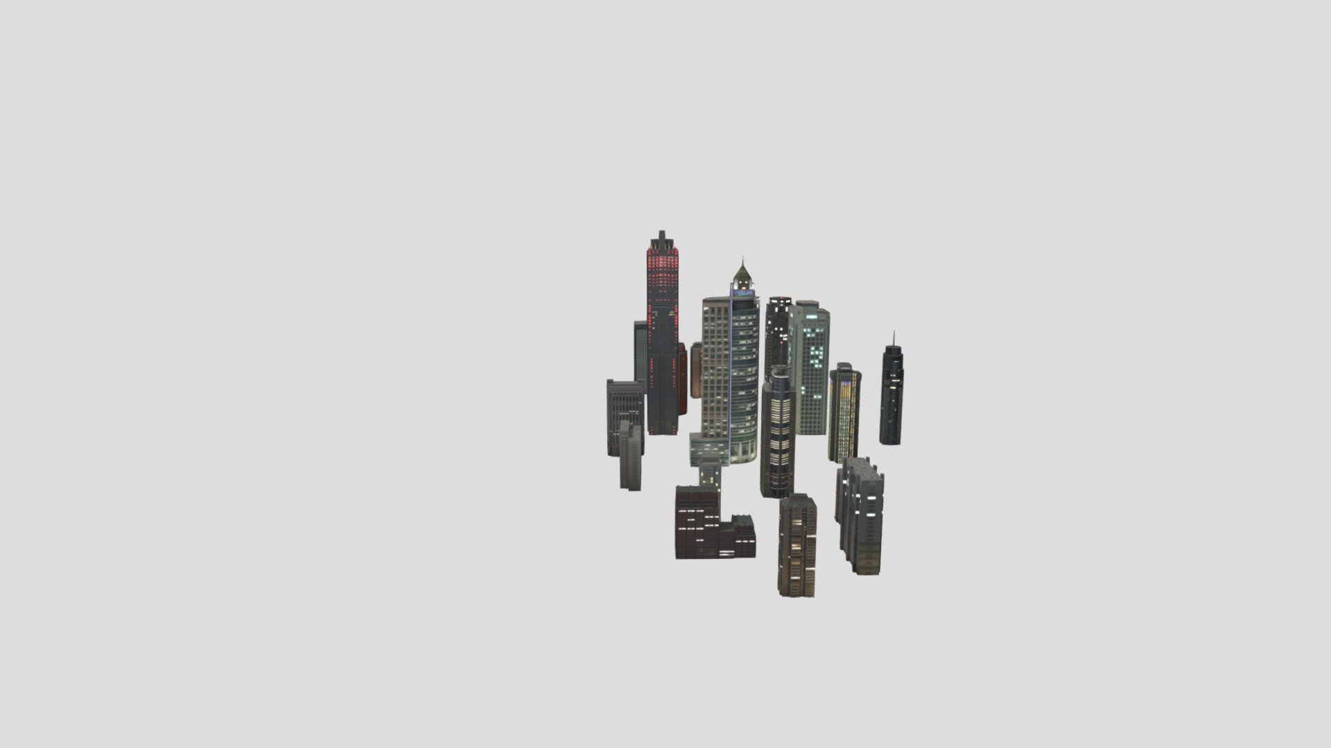 asian_themed_low_poly_night_city_buildings - Download Free 3D model by ...