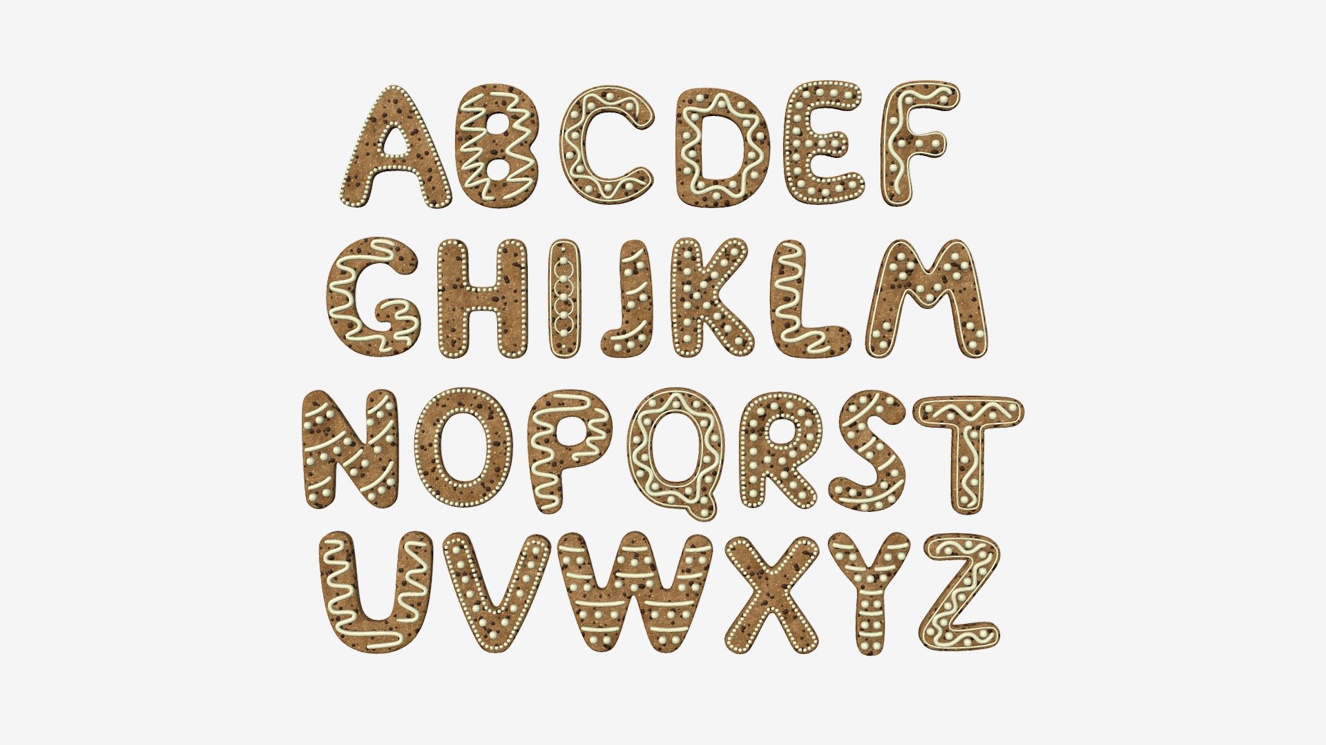 Alphabet letters decorated 01 - Buy Royalty Free 3D model by HQ3DMOD ...